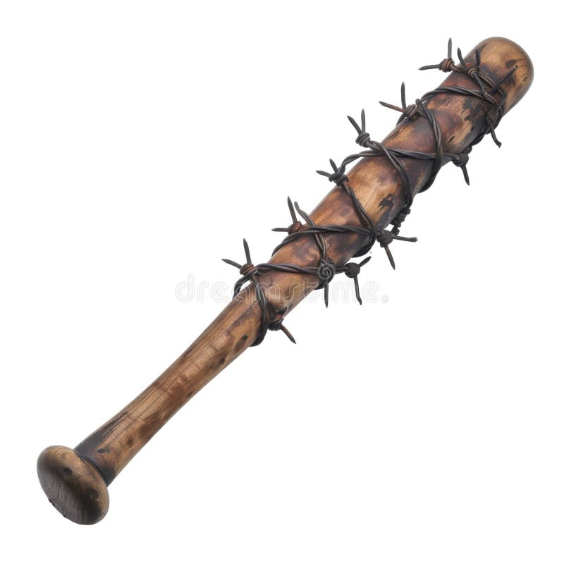 Baseball Bat Wrapped in Barbed Wire Stock Photo - Illustration of rusty ...