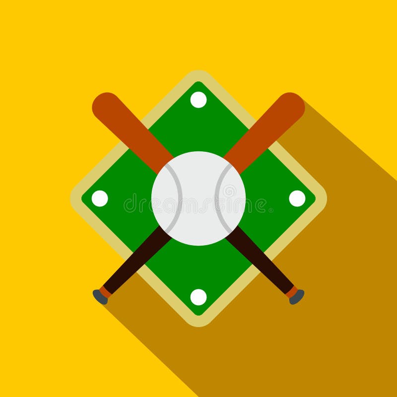 Baseball Bats and Ball on Baseball Field Icon Stock Vector ...