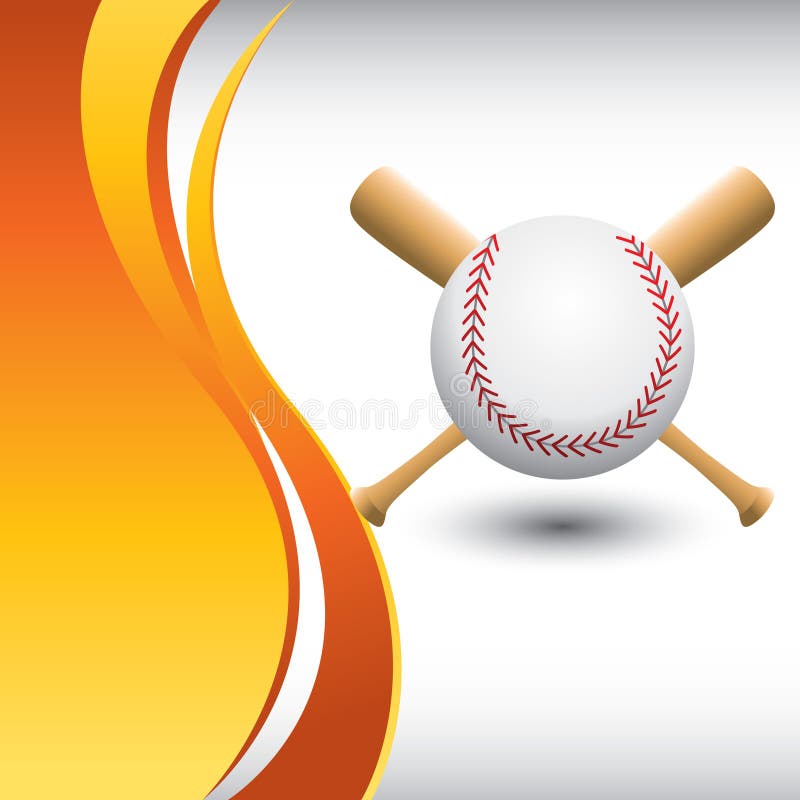 Baseball and Bats on Vertical Orange Wave Backdrop Stock Vector ...