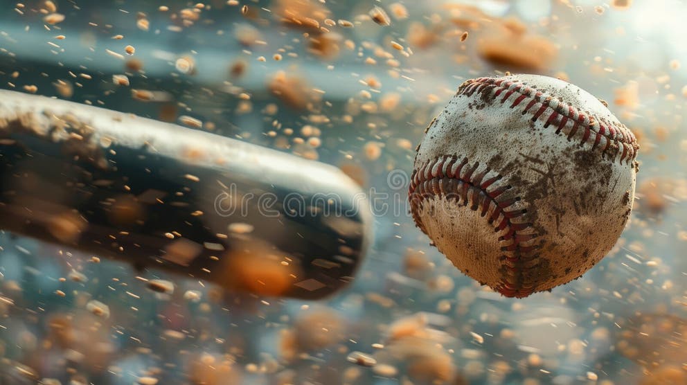 Baseball being hit by bat stock image. Image of flying - 354588901