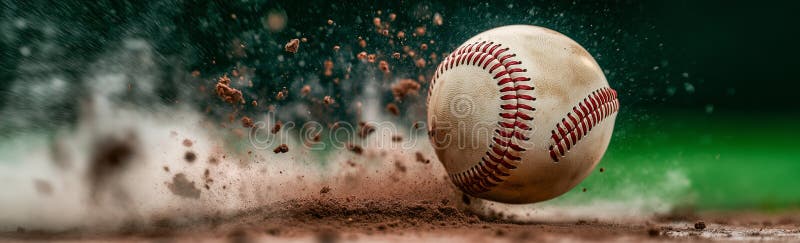 Baseball is Being Thrown Towards Ground, Creating Cloud of Dust and ...