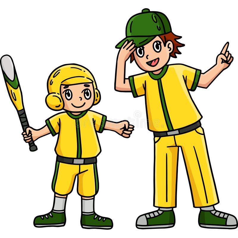 Baseball Boy and Coach Cartoon Colored Clipart Stock Vector ...