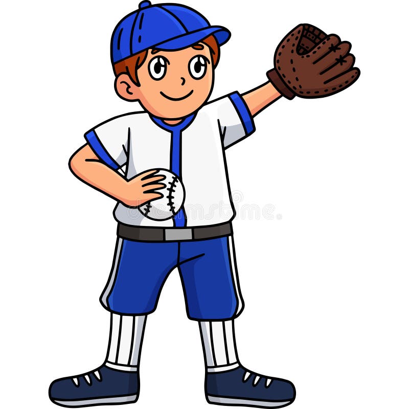 Baseball Boy Pitcher Cartoon Colored Clipart Stock Vector ...