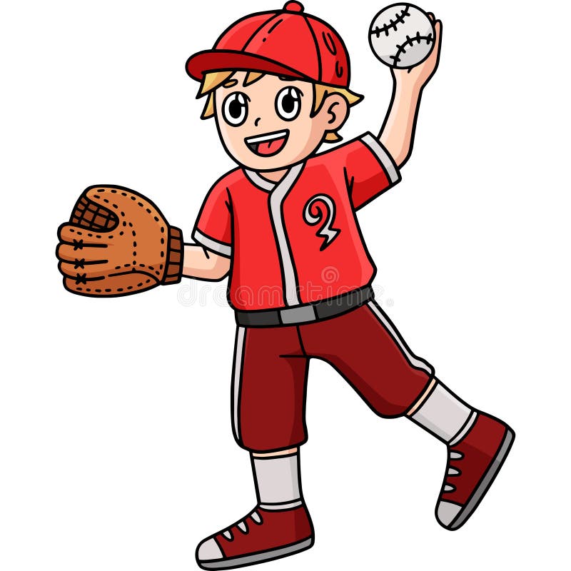 Baseball Boy Pitching Cartoon Colored Clipart Stock Vector ...