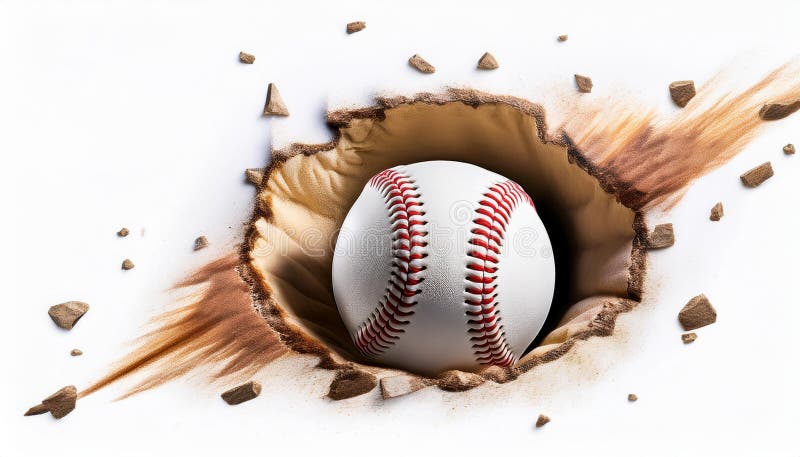 Baseball Bursting through a Hole Isolate on White Background PNG Stock ...