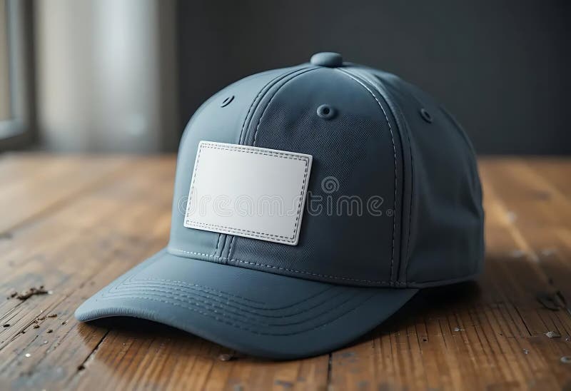 Baseball Cap with Customizable Patch on Wooden Surface Stock Image ...