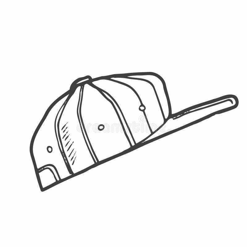 Baseball Cap Doodle Illustration Vector Icon. Hand Drawn, Comic ...
