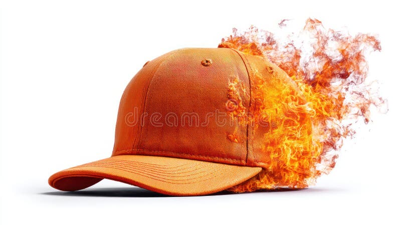 A Baseball Cap is on Fire, Creating a Dramatic Visual Effect Against a ...