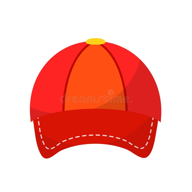 Baseball Cap in Flat Cartoon Style on White, Stock Vector Illustration ...