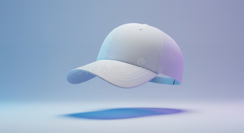 Baseball Cap Floating Above Surface with Colorful Lighting and Shadow ...
