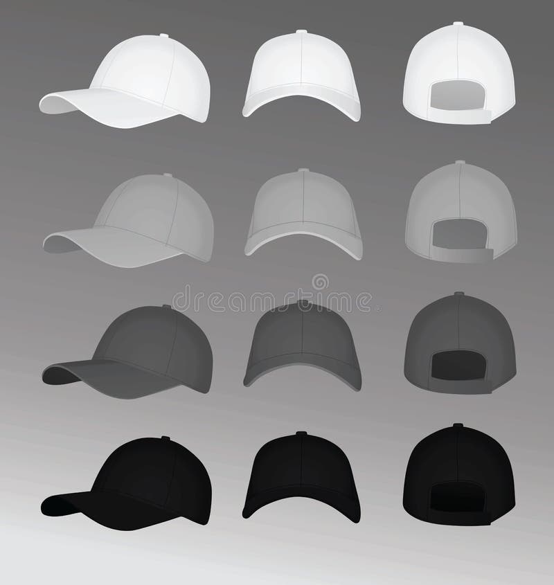 Baseball Cap, Front, Back and Side View Stock Vector - Illustration of ...