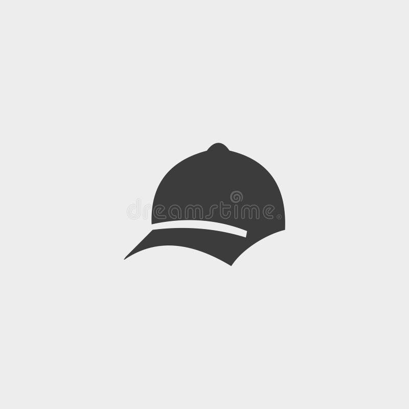 Baseball Cap Icon in a Flat Design in Black Color. Vector Illustration ...