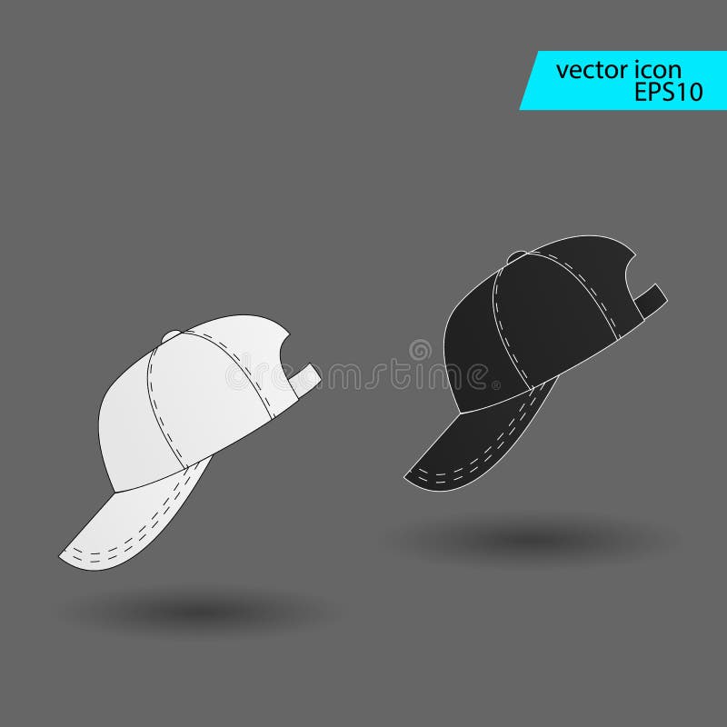 Baseball Cap Icon. White Background with Shadow Design. Stock ...