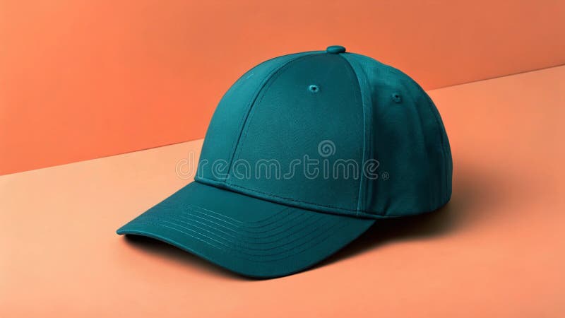 Baseball Cap Mockup in Dark Teal with Solid Profile Background Stock ...