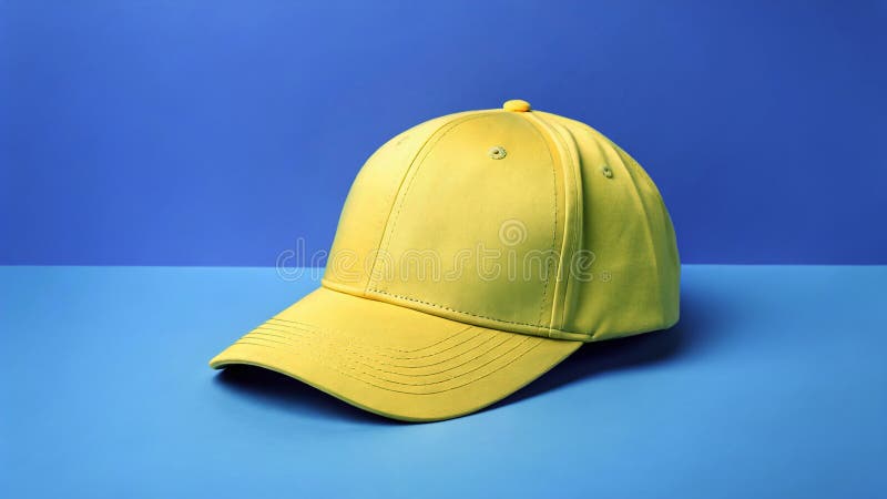Baseball Cap Mockup in Pastel Yellow with Solid Background Stock ...