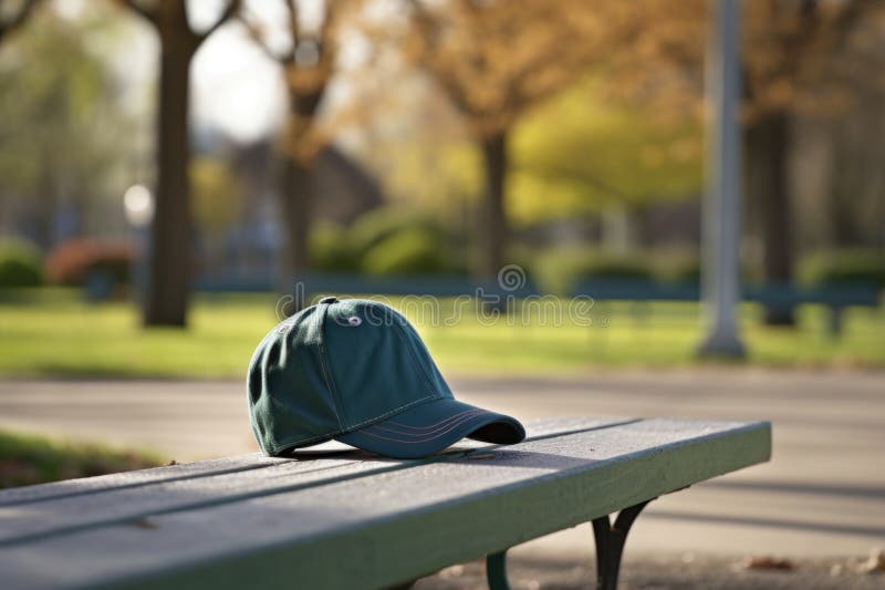 Baseball Cap on a Park Bench Stock Image - Image of style, bench: 295218749