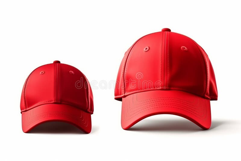 Baseball Cap Red Templates, Front Views Isolated on White Background ...