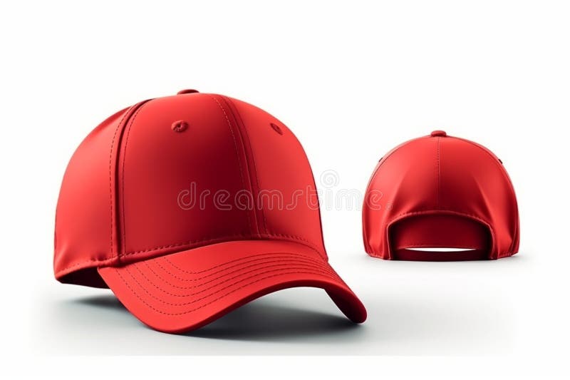 Baseball Cap Red Templates, Front Views Isolated on White Background ...