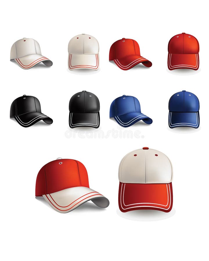 Baseball Cap. Set. Vector Realistic Illustration. Stock Illustration ...