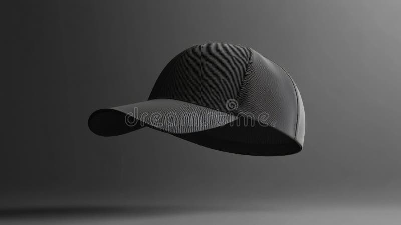 Baseball Cap with Swirling Pattern in Monochrome Floating on a Gray ...