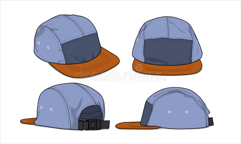 Baseball Cap Template Mockup Vector Camp Cap Design Trucker Cap Set ...