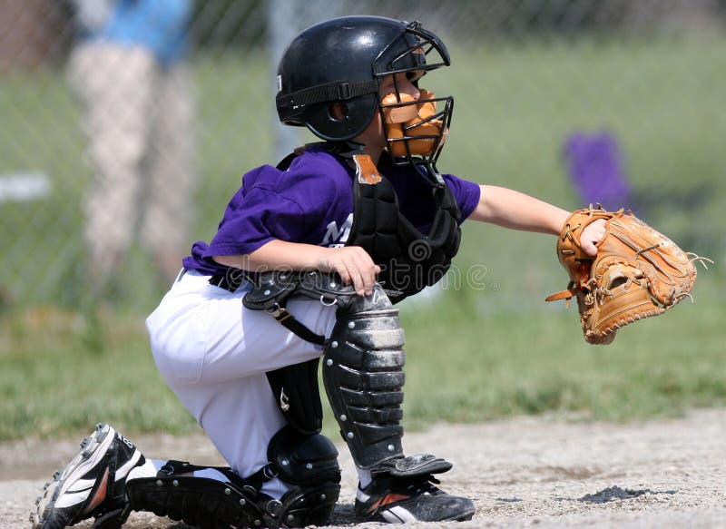 Baseball Catcher Catching Ball Stock Image - Image of recreation, teams ...