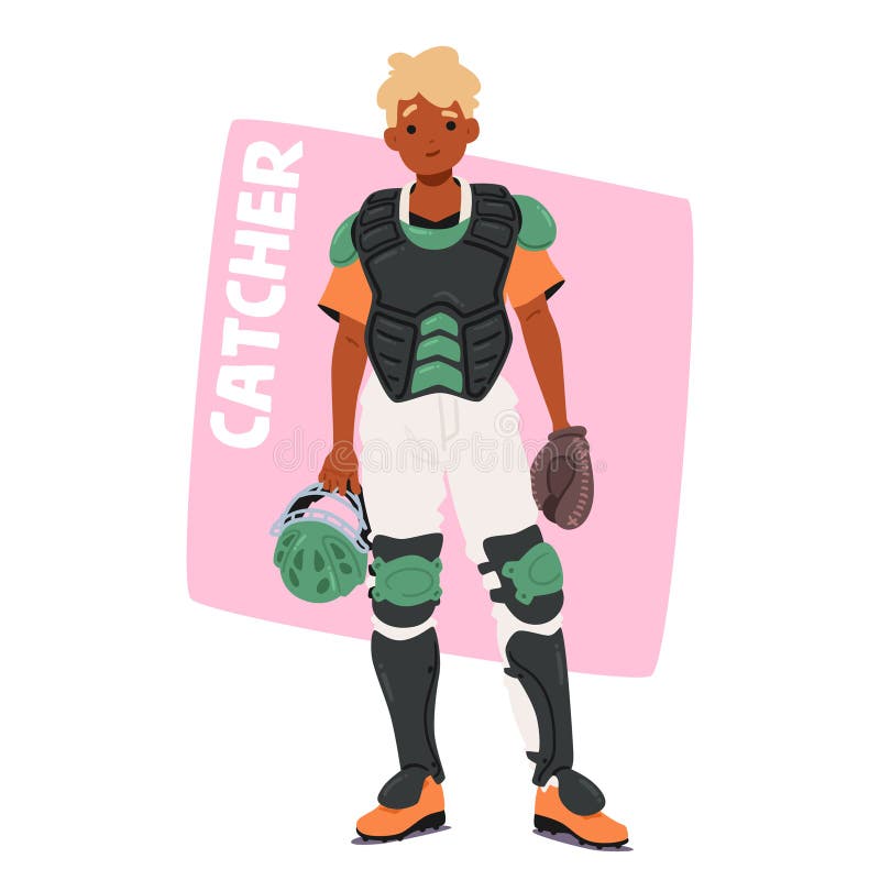 Baseball Catcher Character in Full Protective Gear Including a Chest ...