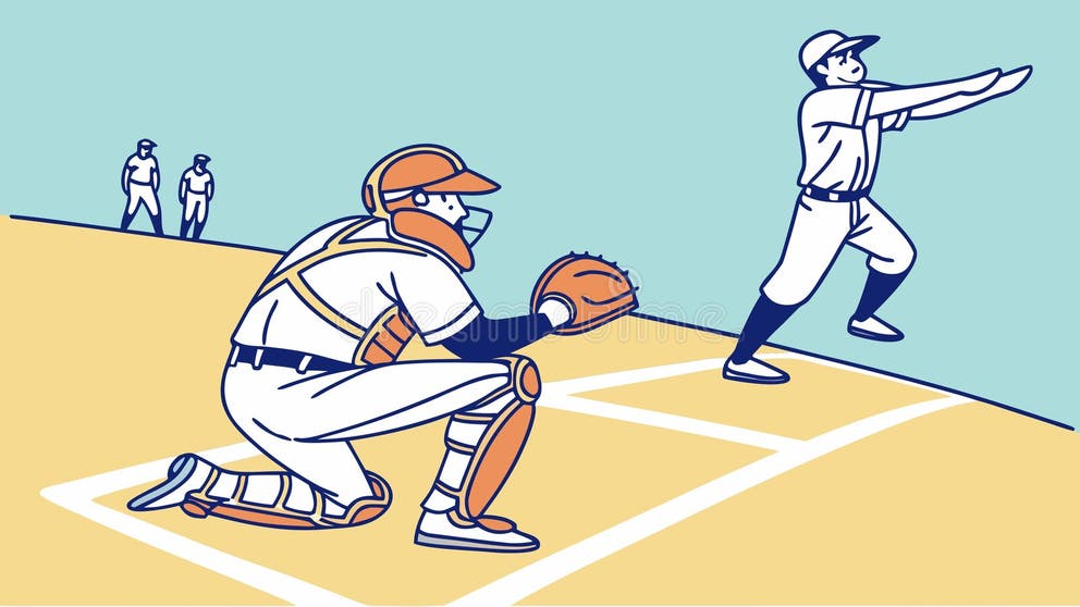 Baseball Catcher and Pitcher Dynamic Play, Vector Design Generative AI ...