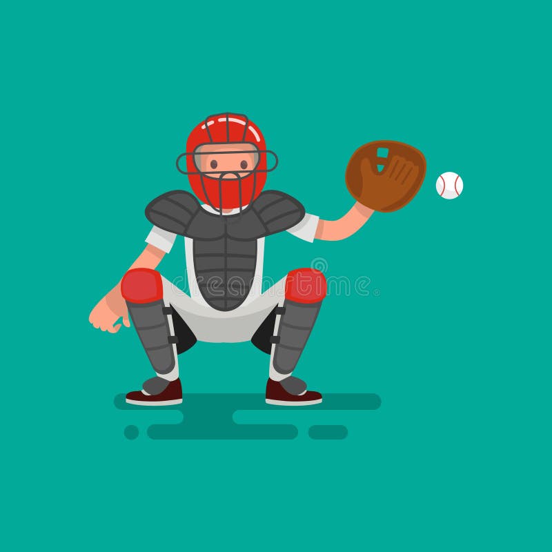 Baseball Catcher Player Catches the Ball . Vector Illustration Stock ...