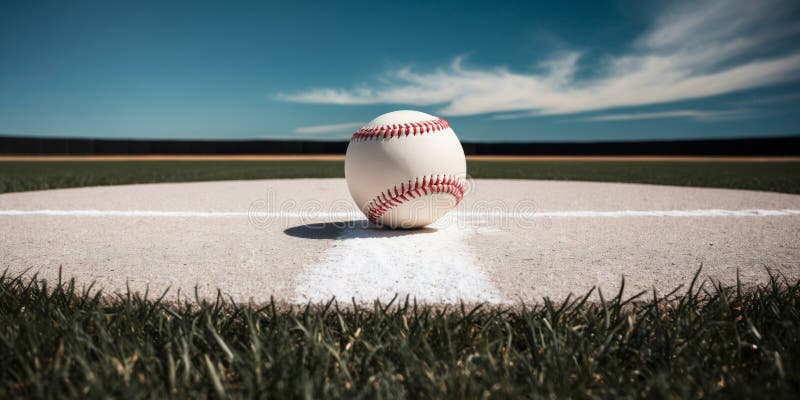 Baseball on Chalk Line of Pitcher S Mound. Stock Photo - Image of chalk ...
