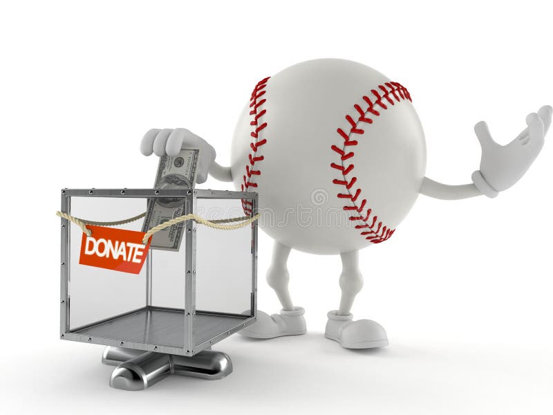 Baseball Character with Donation Box Stock Illustration - Illustration ...
