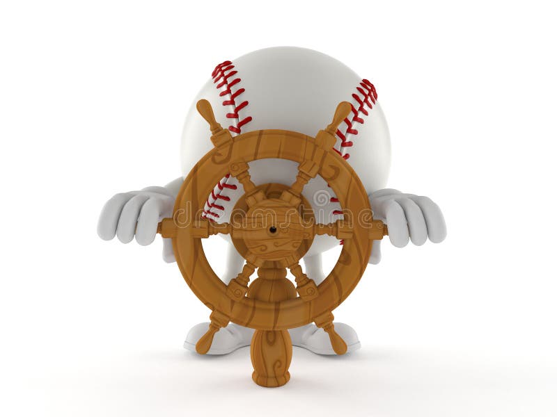 Baseball Character Holding Ship Wheel Stock Illustration - Illustration ...