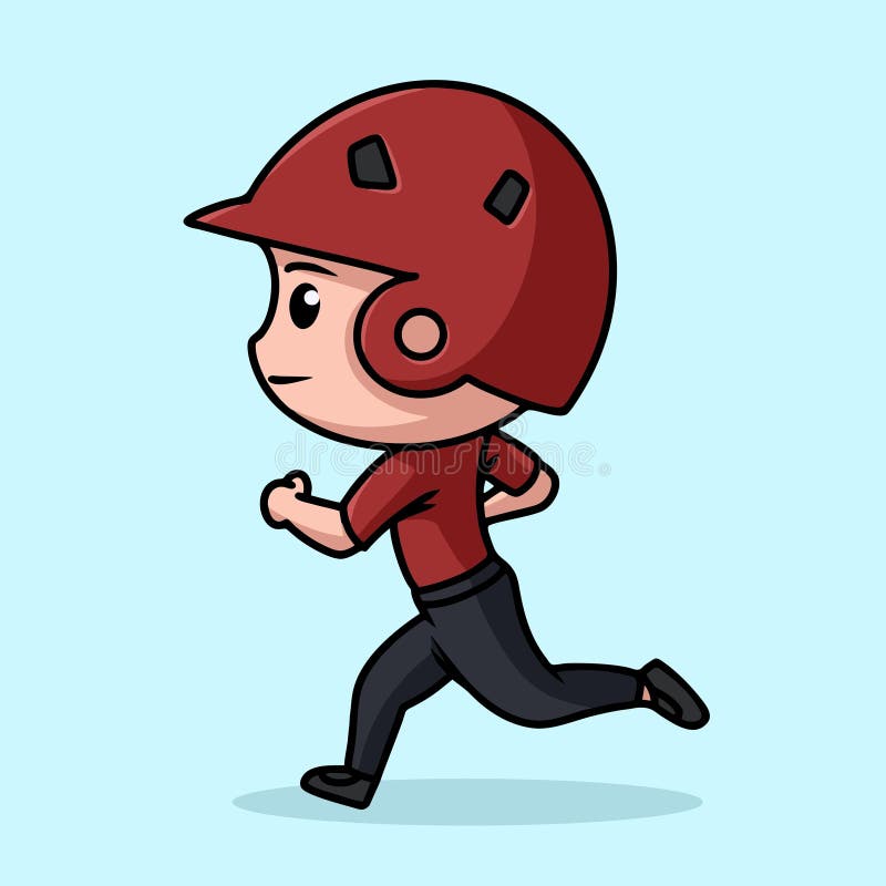 Baseball Chibi Character with Helm in Running Pose Stock Vector ...