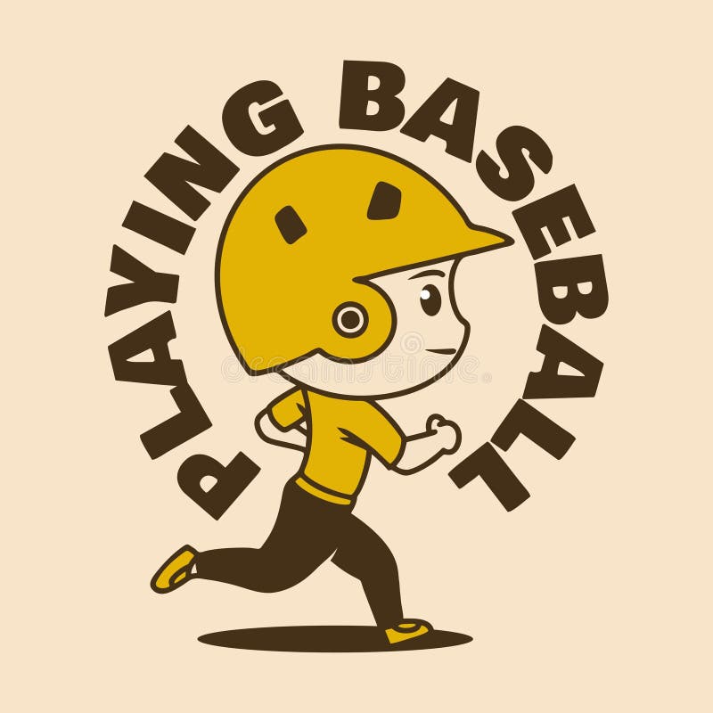 Baseball Chibi Character with Helm in Running Pose with Text Stock ...