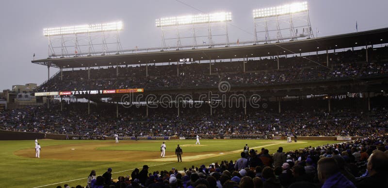 Baseball - Night Game, Wrigley Field in Chicago Editorial Stock Image ...