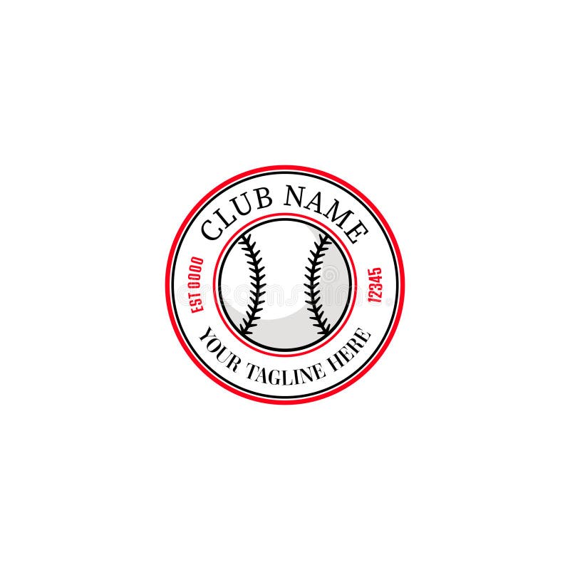 Baseball Club Logo Design with Customizable Text Elements and Red ...