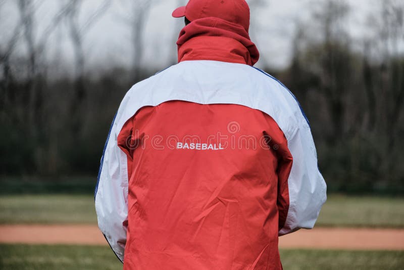 Baseball Coach in the Field Looking the Players Watching the Game Stock ...