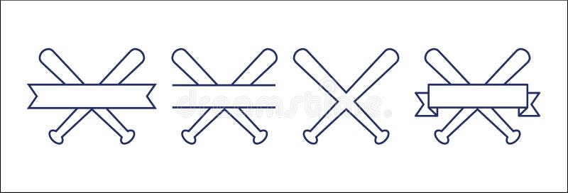 Baseball Crossed Bats. Baseball Logo Template. Split, Circle Monograms ...