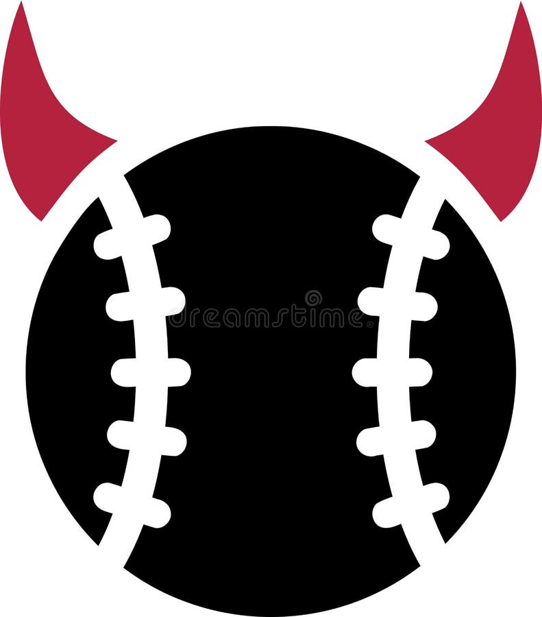 Softball with devil horns stock vector. Illustration of ball - 106171507