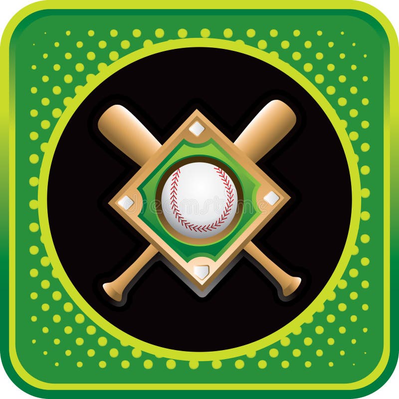 Baseball Diamond and Bats on Green Web Icon Stock Vector - Illustration ...