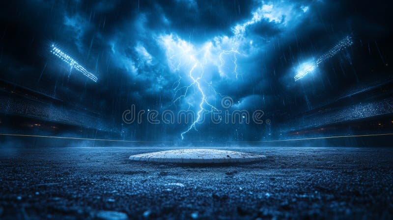 A Baseball Diamond Beneath a Turbulent Sky, Showcasing Dark Clouds and ...
