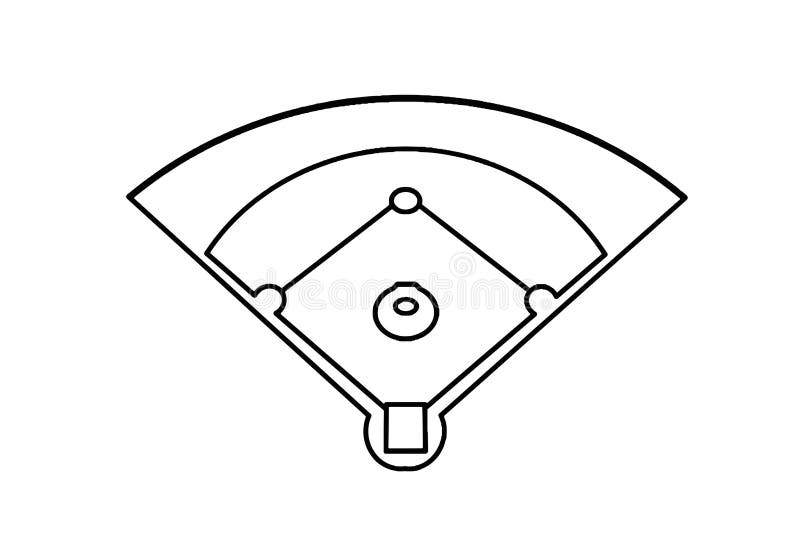 Baseball Diamond Clipart Black and White. Stock Photo - Illustration of ...
