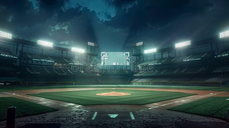 Baseball Diamond with Empty Stands Graphic Stock Illustration ...