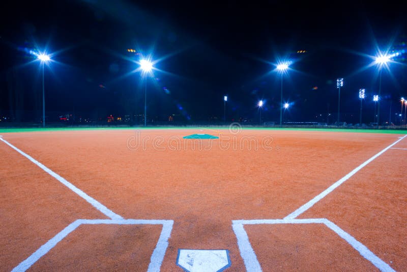 Baseball diamond at night stock photo. Image of play - 13502796