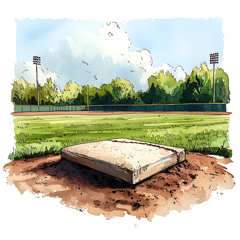 Baseball Diamond Ready for Game Day Action with Dramatic Sky Stock ...