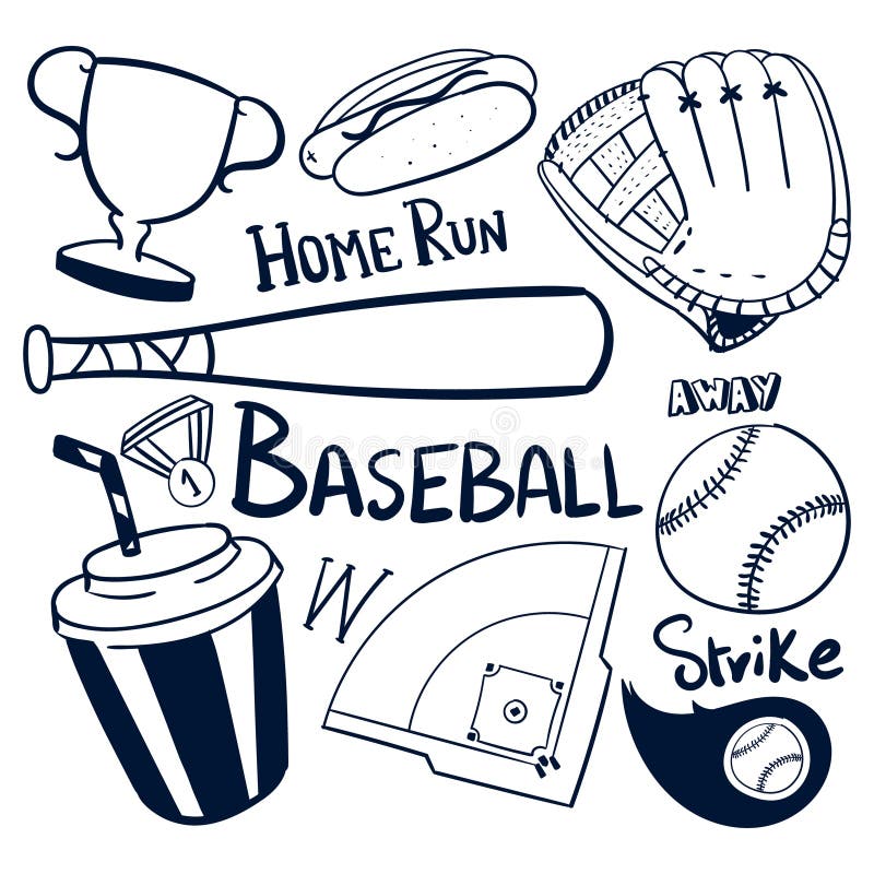 Baseball Drawing Vector Hand Drawn Baseball Sports Scribble Vector ...