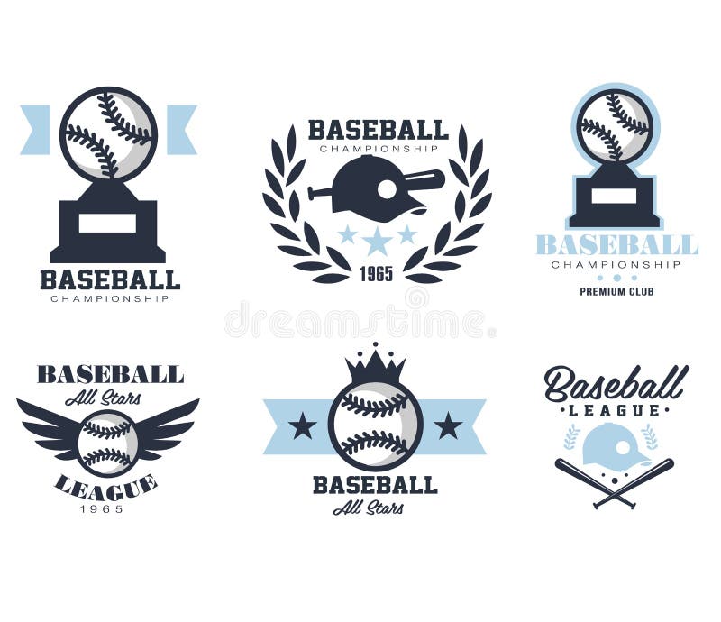 Baseball Emblems or Badges with Various Designs Stock Illustration ...