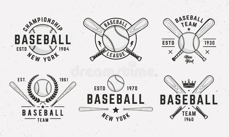 Baseball Emblems, Logos, Badges Templates. Set of 6 Baseball Logos ...