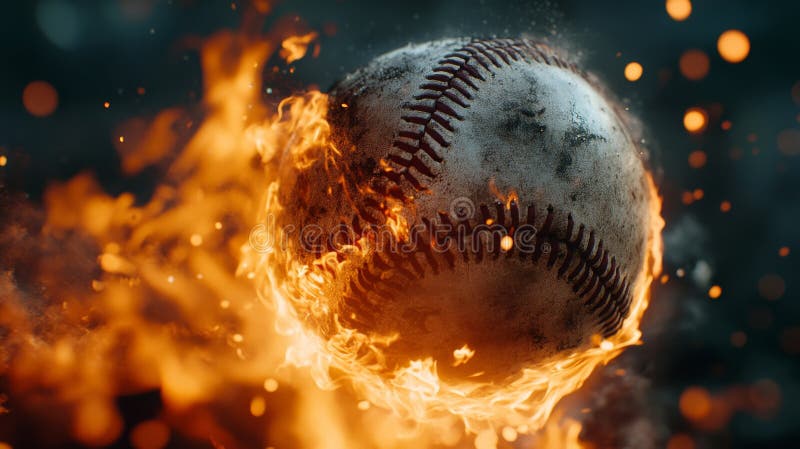 Baseball Fire Surrounded Flames Ai Generated Stock Photos - Free ...