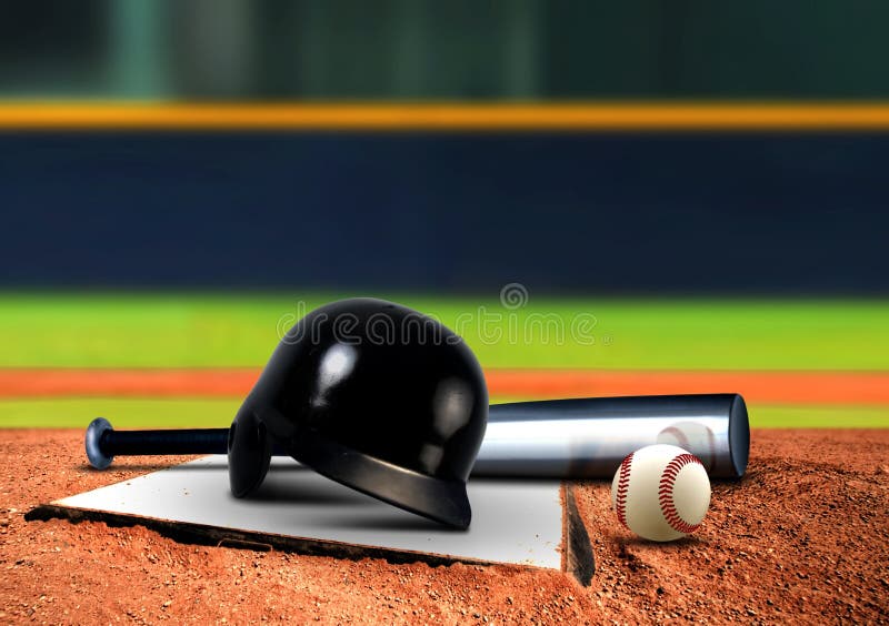 Baseball equipment on base stock image. Image of base - 49814755